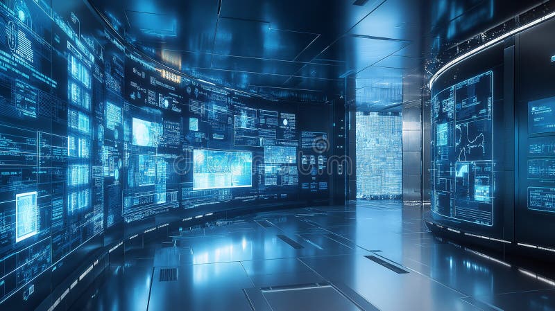 State-of-the-Art High-Tech Control Room with Dynamic Holographic ...