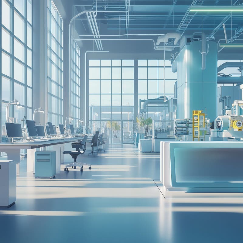 Modern Laboratory Interior with Bright Light, Workstations, and ...