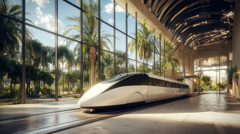 A State-of-the-art Maglev Train, Featuring a Streamlined Design ...