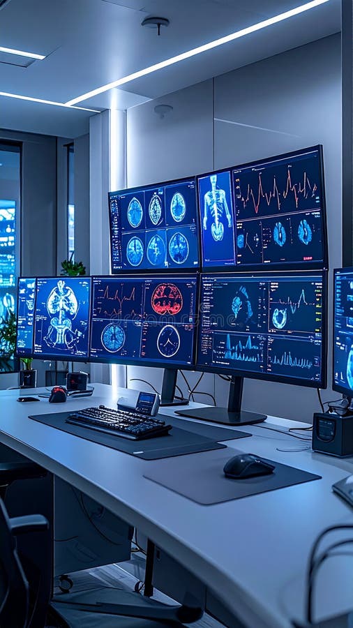 Futuristic Healthcare Technology Command Center Stock Illustration ...