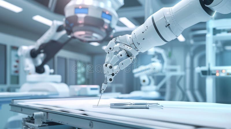 State-of-the-art Medical Lab with a Sleek Robotic Arm Performing a ... State-of-the-art Medical Lab with a Sleek Robotic Arm Performing a ...