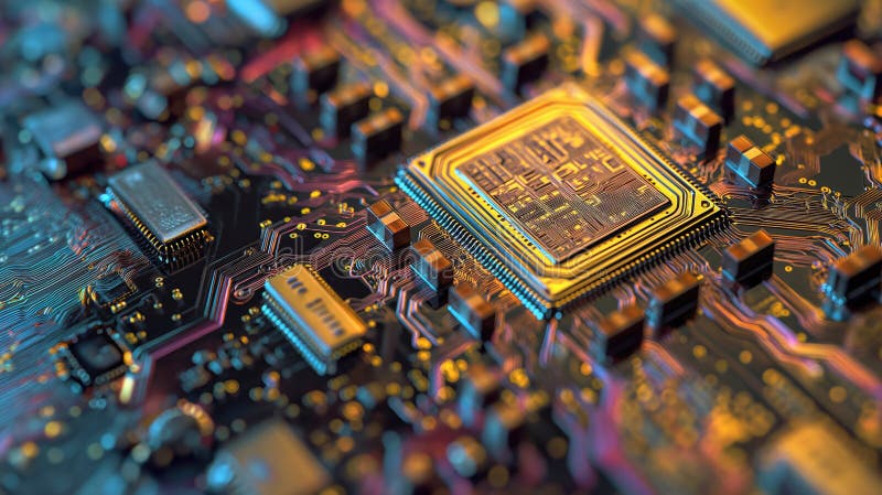 State-of-the-art Microchip on Board Stock Illustration - Illustration ...