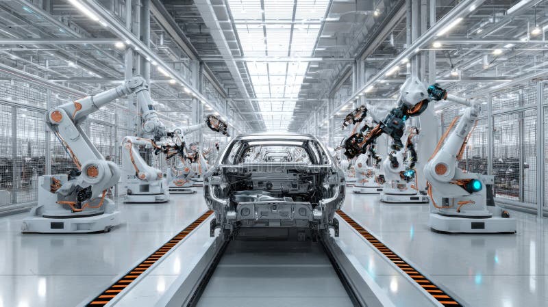 Assembly Line Showcasing Advanced Robotics Automobile Production ...