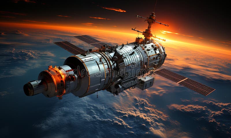 State-of-the-Art Space Station in Orbit Stock Photo - Image of planets ...