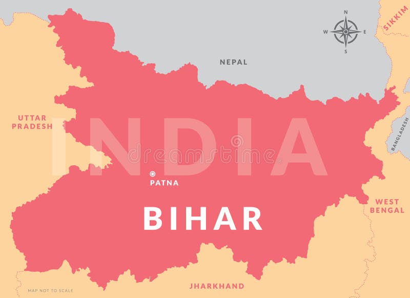 State of Bihar India with Capital City Patna Hand Drawn Map Stock ...