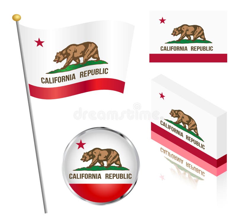 State of California Flag Set Stock Vector - Illustration of pole, flag ...
