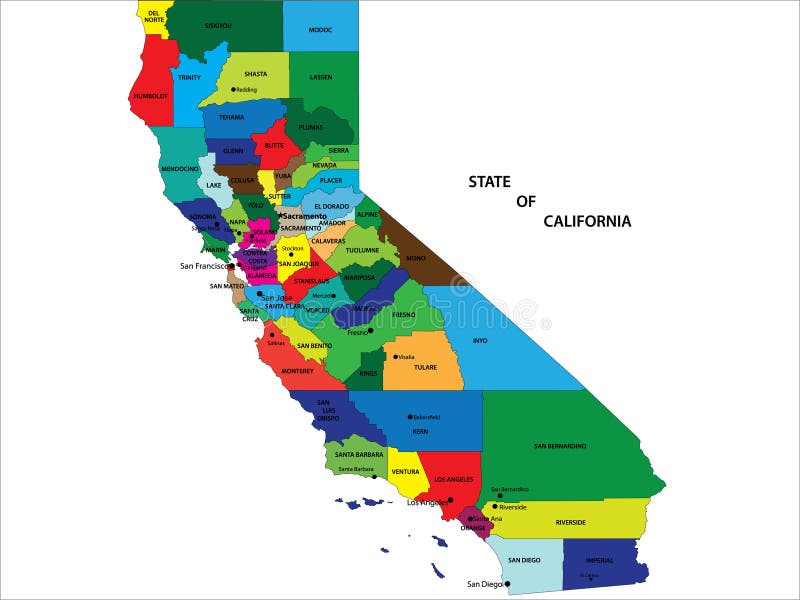 State of California map stock vector. Illustration of county - 7682383