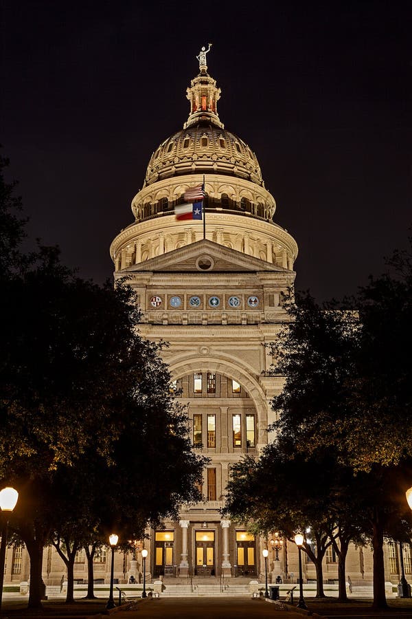 State Capitol Building at Night in Downtown Austin, Texas Stock Photo ...