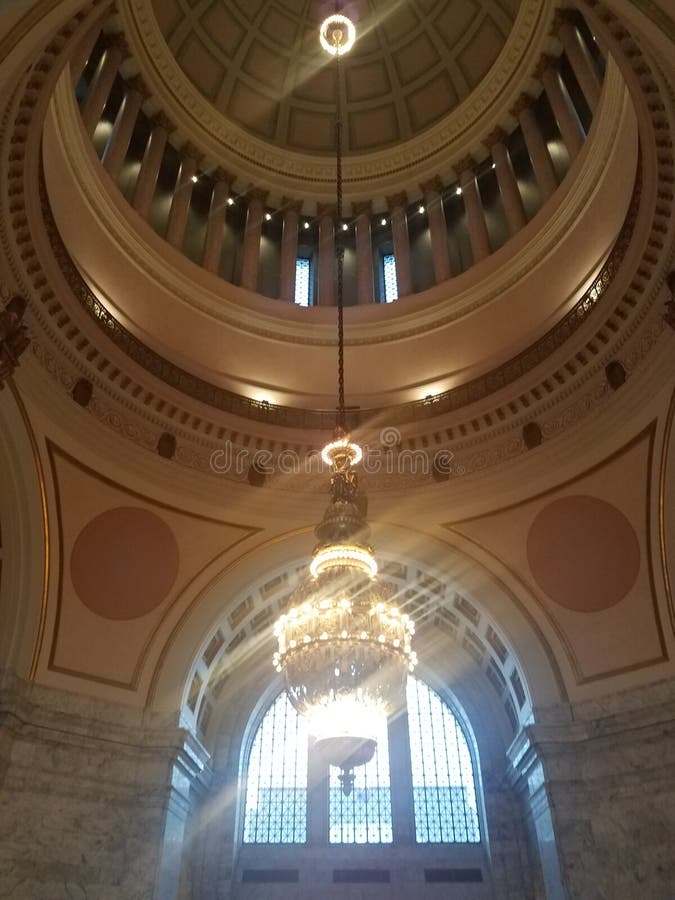 State Capitol Building with Chandelier and Marble Walls Stock Photo ...
