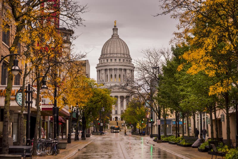 State Capitol in Madison, Wisconsin Stock Photo - Image of trees ...