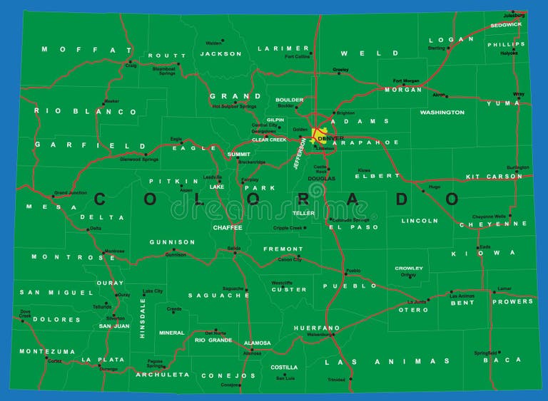 State of Colorado Political Map Stock Vector - Illustration of colorado ...