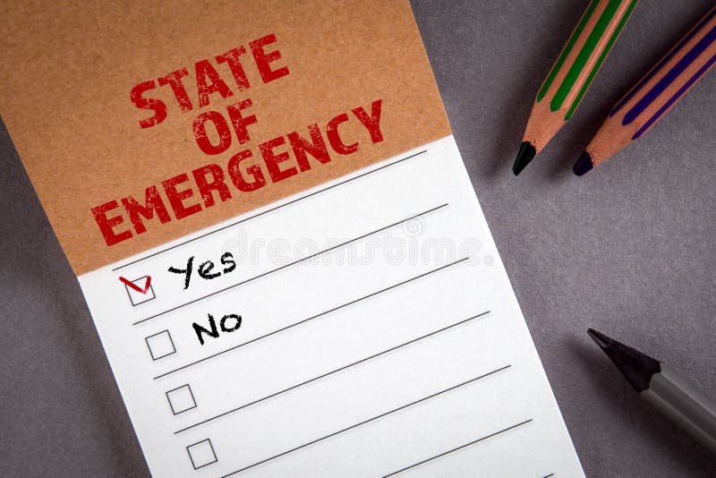 STATE of EMERGENCY Concept. To Do List Stock Image - Image of mask ...