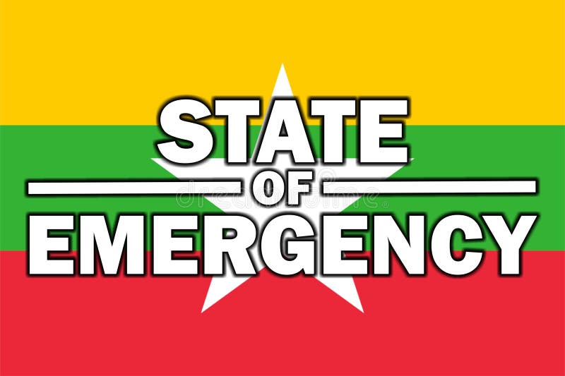 State of Emergency on Myanmar Flag Stock Illustration - Illustration of ...
