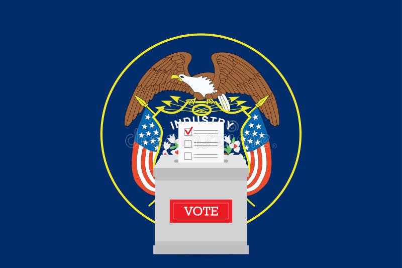 State Flag and Ballot Box. Presidential Elections in Utah State Stock ...