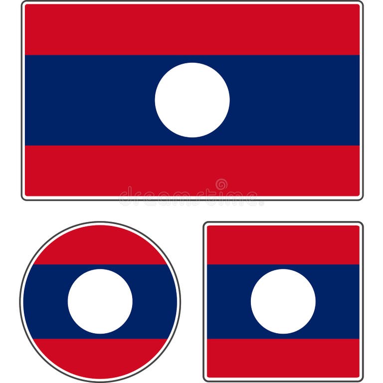 State Flag of Laos. Red Blue White Vector Illustration. Stock Vector ...