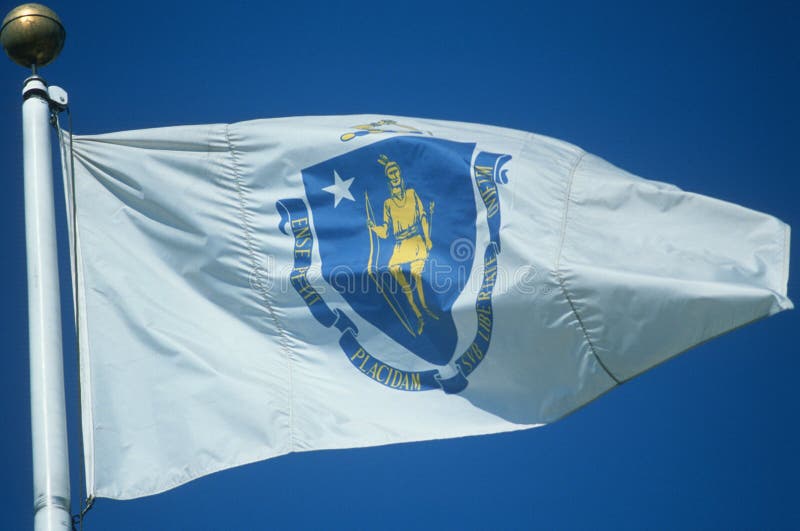 State Flag of Massachusetts Stock Image - Image of gesture, pole: 52256961
