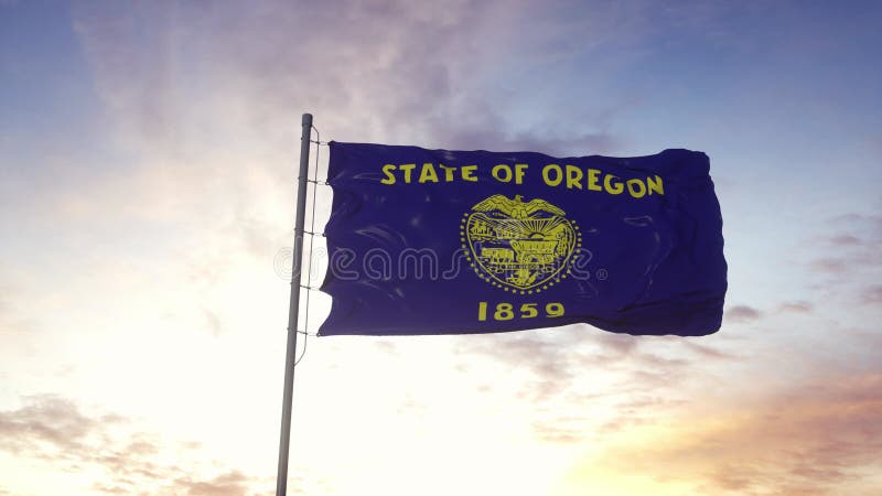 Flag of Oregon Footage Video Waving in Wind. Oregon Flag. Oregon State ...