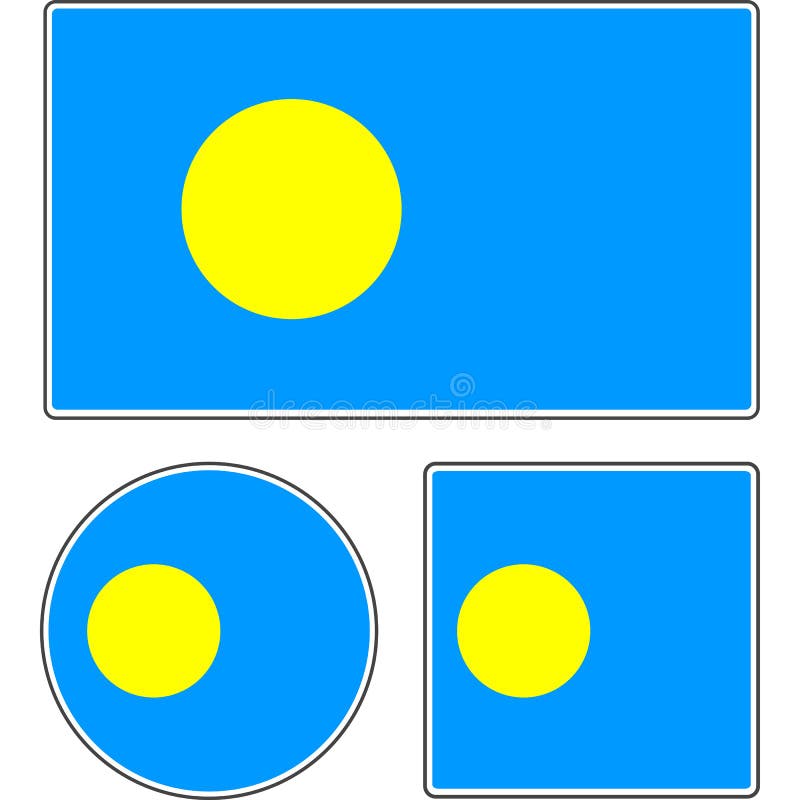 State Flag of Palau. Blue Yellow Vector Illustration. Stock Vector ...