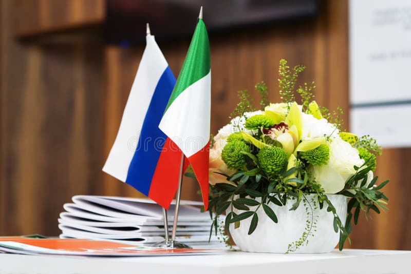State Flags of Italy and Russia. International Meeting of the Two ...