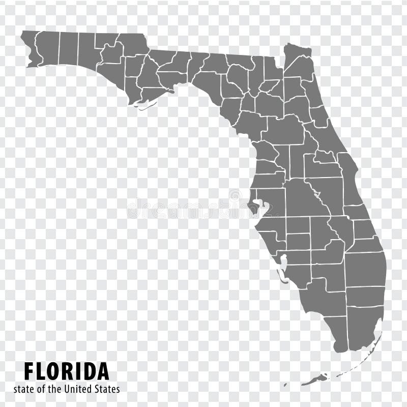 State of Florida Map on Transparent Background. Blank Map of Florida ...