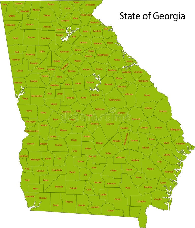 Georgia State County Map Color Stock Illustrations – 128 Georgia State ...