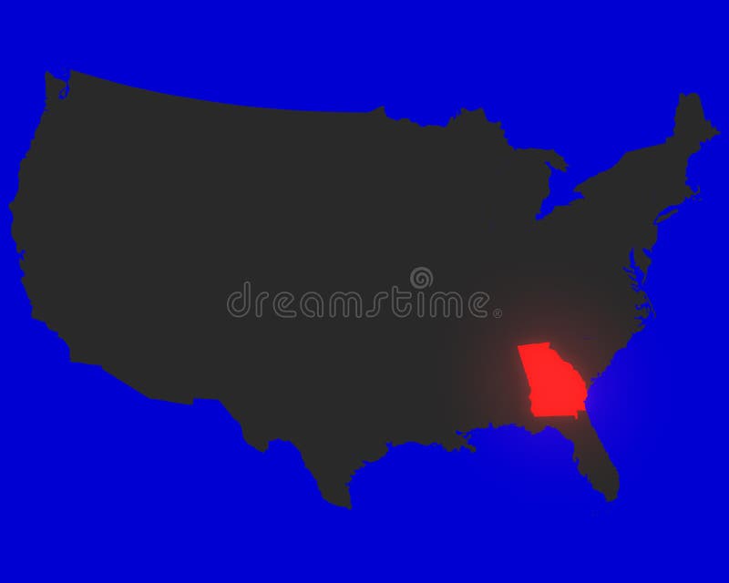 State of Georgia Highlighted Red Stock Illustration - Illustration of ...