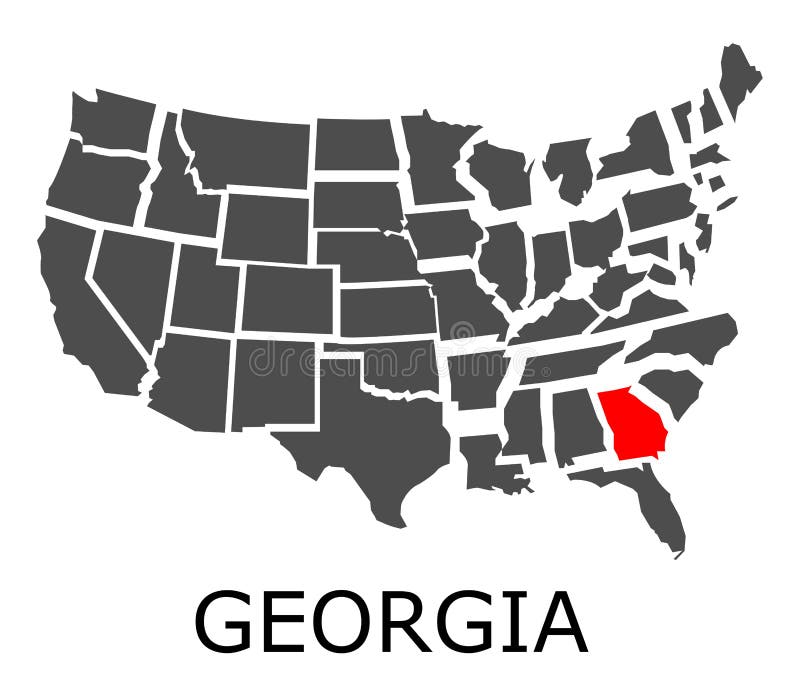 State of Georgia on Map of USA Stock Vector - Illustration of north ...