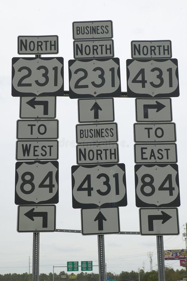 State Highway Signs Pointing in All Directions in Southeast USA Stock ...