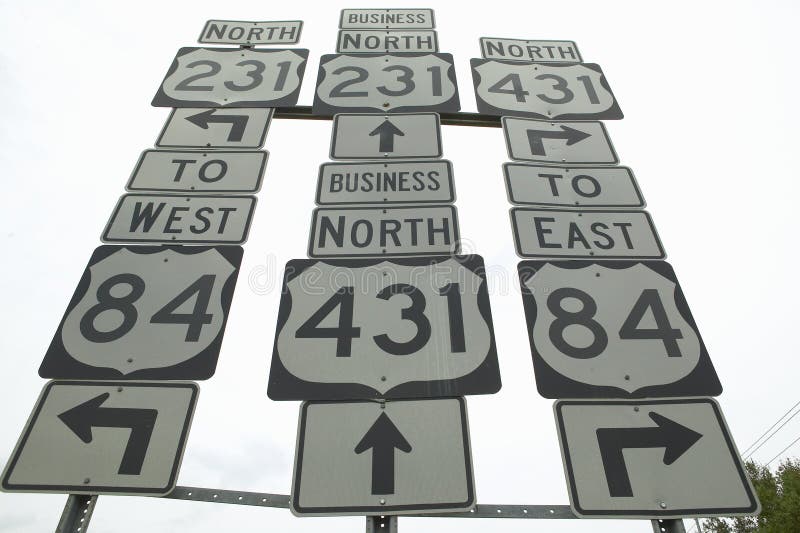 State Highway Signs Pointing in All Directions in Southeast USA Stock ...