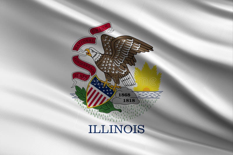 Illinois Flag with Fabric Texture, Official Colors, 3D Illustration ...