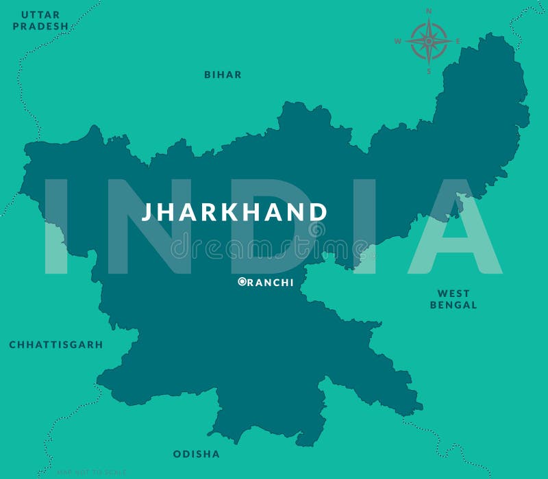 State of Jharkhand India with Capital City Ranchi Hand Drawn Map Stock ...