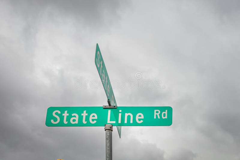 State Line Road Sign stock image. Image of pole, american - 237866531