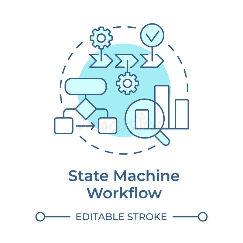 State Machine Workflow Soft Blue Concept Icon Stock Illustration ...