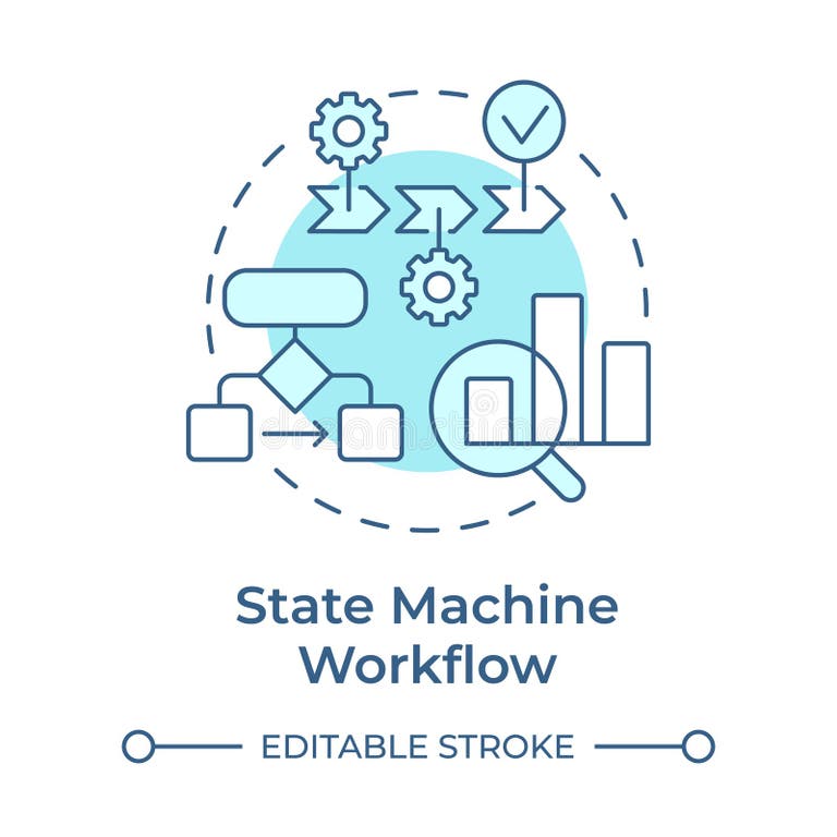 State Machine Workflow Soft Blue Concept Icon Stock Illustration ...