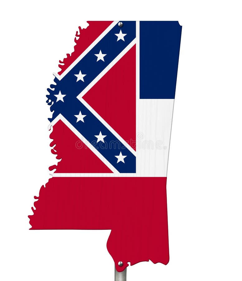 Mississippi Map and State Flag on a USA Highway Road Sign Stock ...
