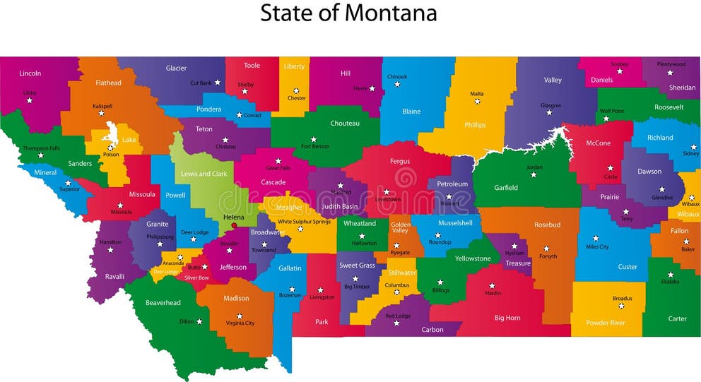 Montana State County Map Stock Illustrations – 688 Montana State County ...