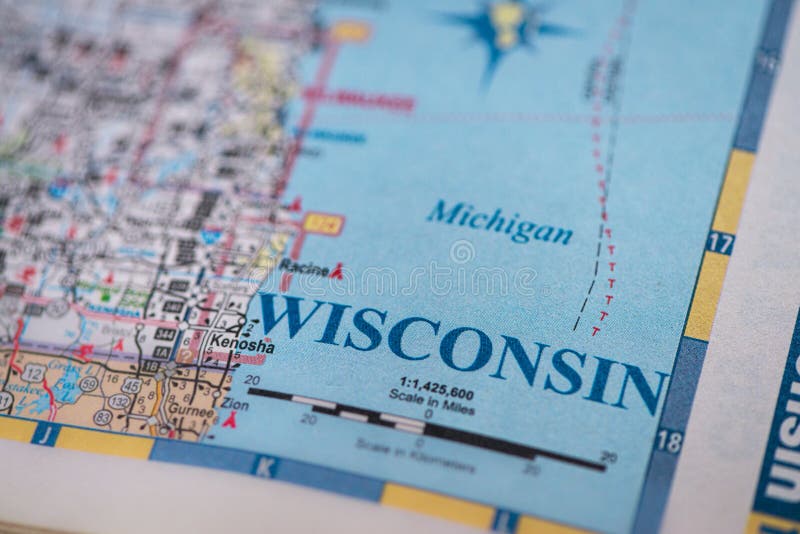 State Name on a Map Book, USA Wisconsin Editorial Stock Photo - Image ...