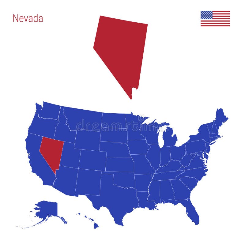 The State of Nevada is Highlighted in Red. Vector Map of the United ...