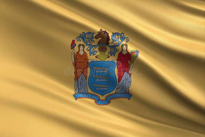 New Jersey Flag with Fabric Texture, Official Colors, 3D Illustration ...