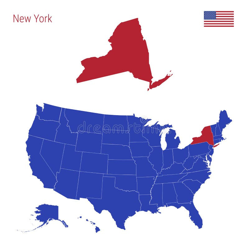 New York Red Highlighted Map Stock Illustrations – 26 New York Red ...
