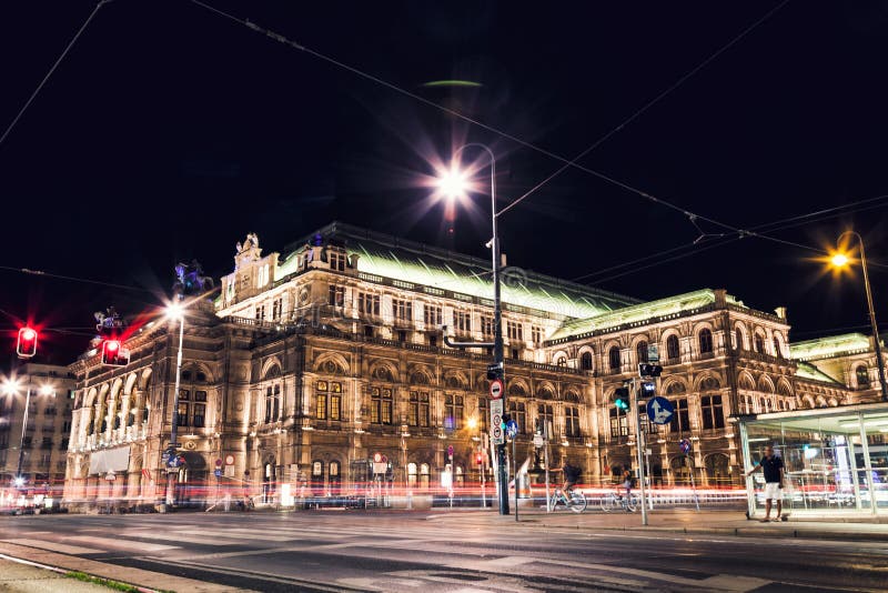 State Opera in Vienna Austria at Night Stock Photo - Image of national ...