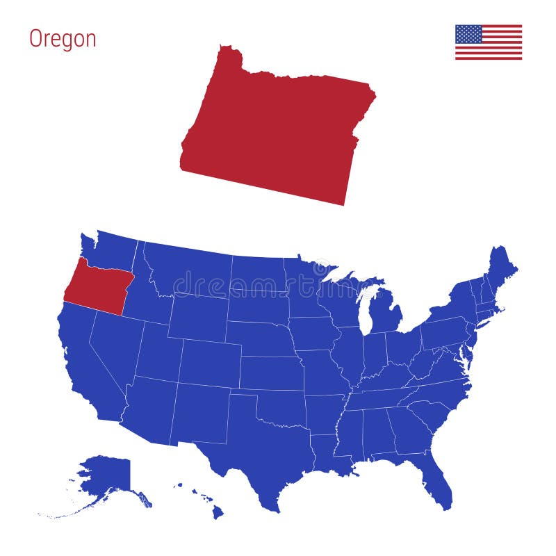 Oregon Red Highlighted in Map of the United States of America Stock ...