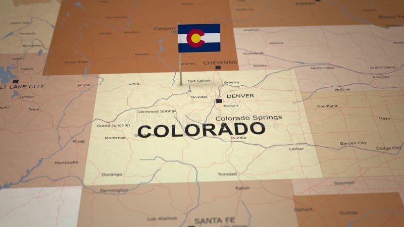 Colorado Map with State Flag Stock Footage - Video of borders, capital ...