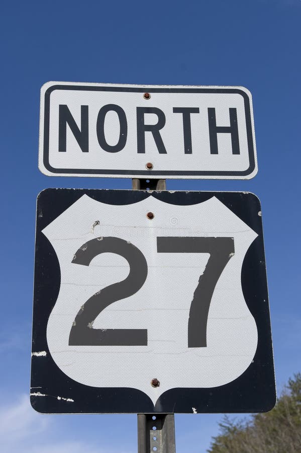 Highway Sign for State Route 27 Stock Photo - Image of infrastructure ...
