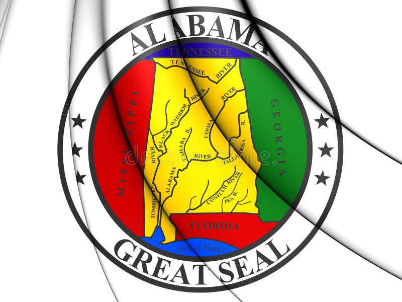 3D Alabama State Coat of Arms, USA. Stock Illustration - Illustration ...