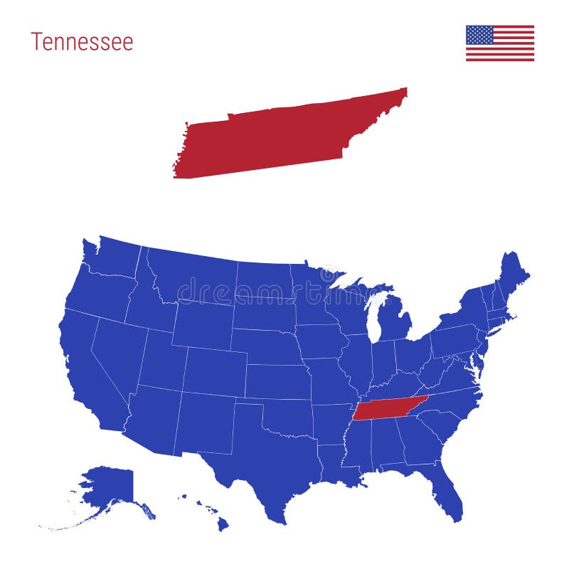 The State of Tennessee is Highlighted in Red. Vector Map of the United ...