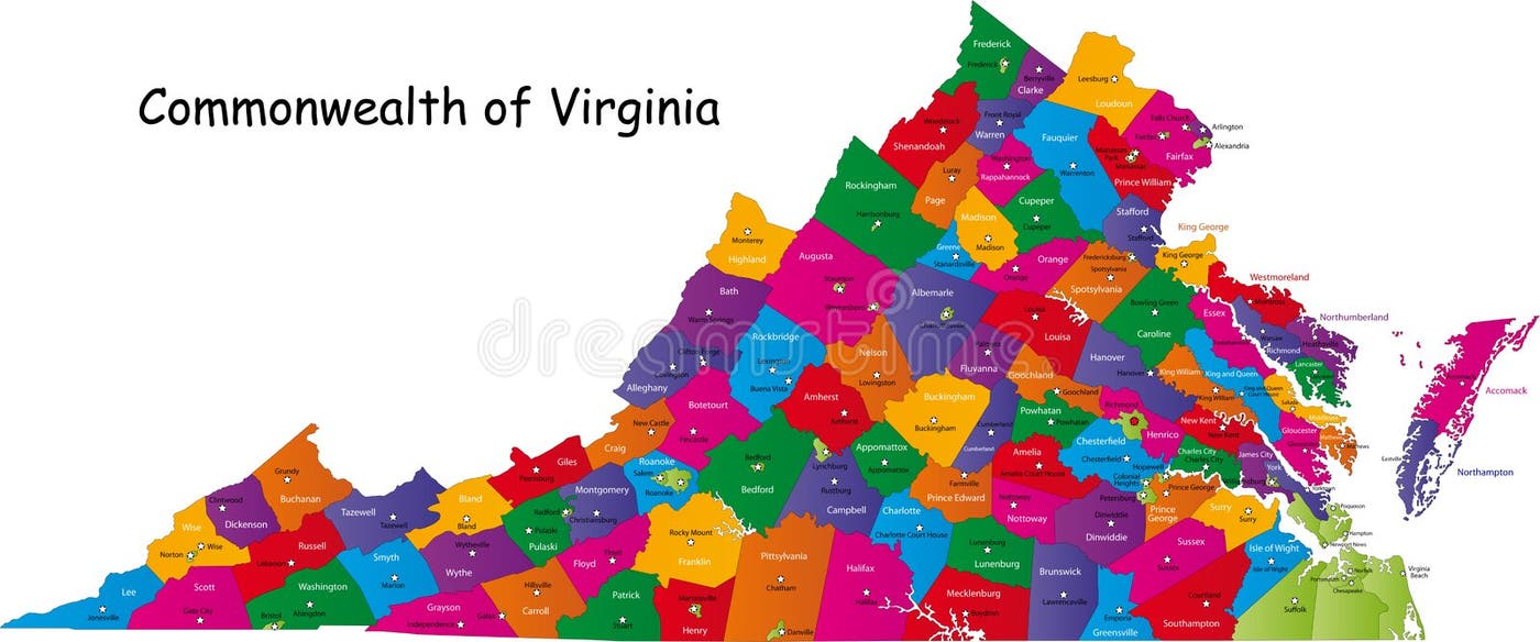 Virginia Counties Map Stock Illustrations – 1,247 Virginia Counties Map ...