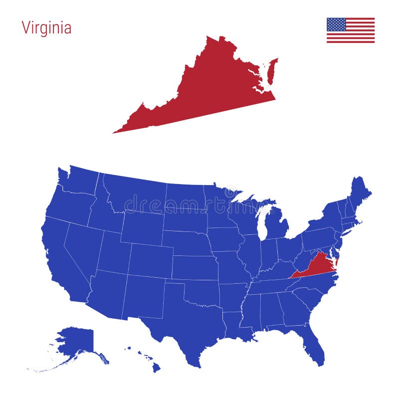 Virginia Red Highlighted Map Usa Stock Illustrations – 24 Virginia Red ...