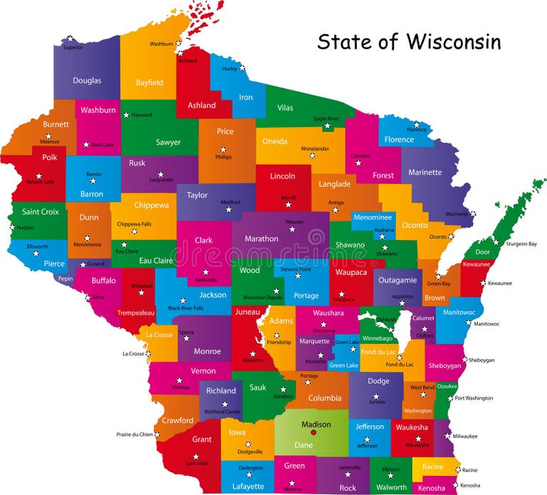 Wisconsin Vector Map Counties Stock Illustrations – 570 Wisconsin ...