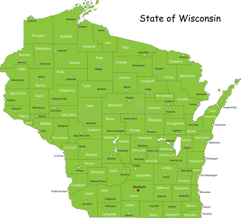 Wisconsin Vector Map Counties Stock Illustrations – 570 Wisconsin ...